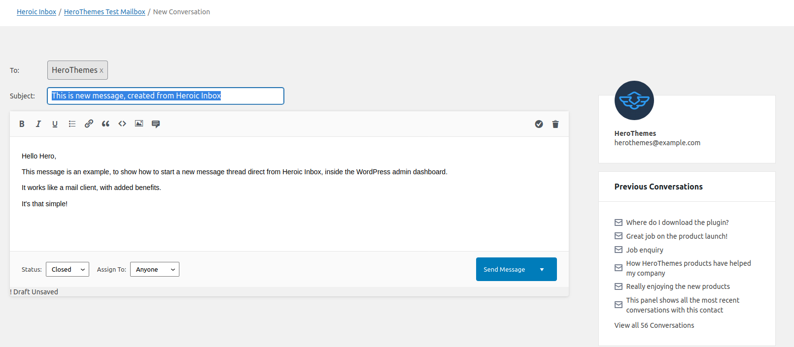Heroic Inbox Plugin Documentation - HeroThemes