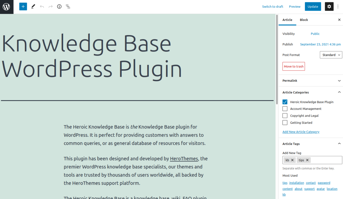 Heroic Knowledge Base Plugin Documentation - HeroThemes