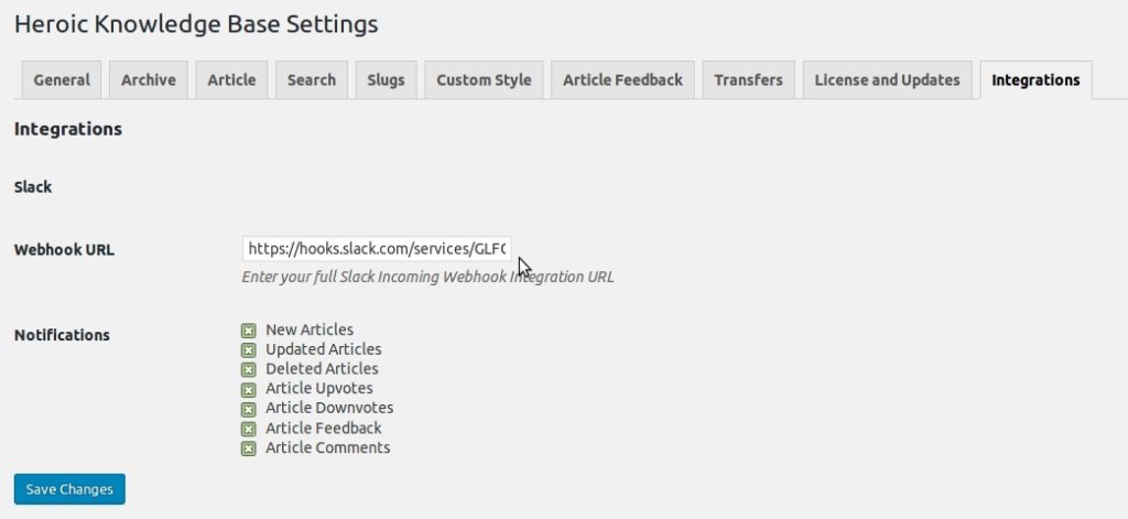 Slack Integration Documentation - HeroThemes